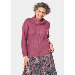 GOLDNER Strickpullover mit interessanter Struktur und Glitzergarn in brombeere | Gr.: 50