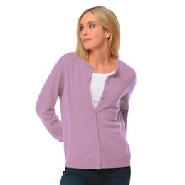 GOLDNER Kurzgr&ouml;&szlig;e: Kaschmir-Strickjacke mit Rundhals in violett | Gr.: 21