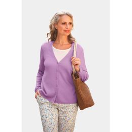 GOLDNER Kaschmir-Strickjacke mit V-Ausschnitt in violett | Gr.: 46