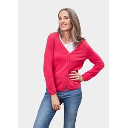 GOLDNER Kaschmir-Strickjacke mit V-Ausschnitt in pink | Gr.: 48