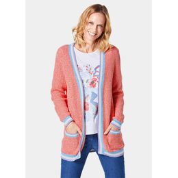GOLDNER Kurzgr&ouml;&szlig;e: Strickjacke in raffinierter Struktur in papaya / gemustert | Gr.: 24
