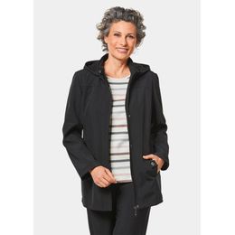 GOLDNER Kurzgr&ouml;&szlig;e: Wasserabweisende Softshelljacke mit Kapuze in schwarz | Gr.: 20