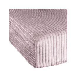 Aspero Spannbettlaken aus Streifen-Flanell Parana in Rosa | Gr.: 180x200 cm