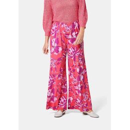 GOLDNER Kurzgr&ouml;&szlig;e: Palazzo-Hose mit sommerlichem Druck in pink / mandarine / gebl&uuml;mt | Gr.: 20