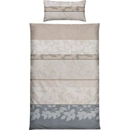 REDBEST Microfaser-Satin, Microfaser Bettw&auml;sche in beige-grau | Gr.: 135x200 cm + 40x80 cm