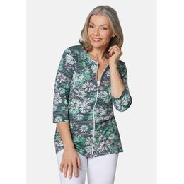 GOLDNER Kurzgr&ouml;&szlig;e: Sommerjacke mit floralem Muster in dunkelmarine / mint / gemustert | Gr.: 23