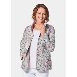 GOLDNER Kurzgr&ouml;&szlig;e: Stilvolle Steppjacke, florales Design in ros&eacute; / grau / gemustert | Gr.: 20