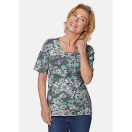 GOLDNER Streifenshirt mit Blumenmotiv in dunkelmarine / mint / gemustert | Gr.: 42