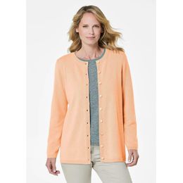 GOLDNER Eleganter Herbstcardigan mit Rundhals in pfirsich | Gr.: 50