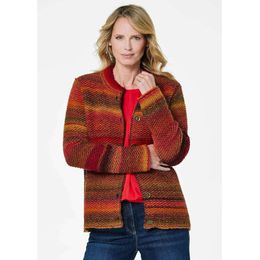 GOLDNER Kurzgr&ouml;&szlig;e: Multicolor Woll-Jacke mit Stehkragen in rot / orange / gemustert | Gr.: 19