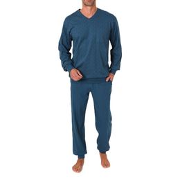 Normann Langarm Schlafanzug Pyjama B&uuml;ndchen print in blau | Gr.: 58