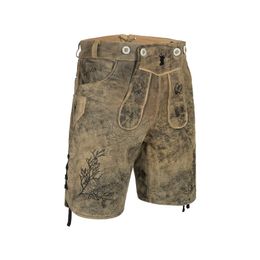 PAULGOS Lederhose Kurz Echtleder HK3 ANTIK in Krokodilgr&uuml;n | Gr.: 44
