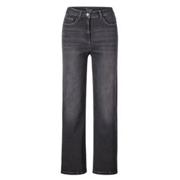 Stretch-Jeans GOLDNER "Kurzgr&ouml;&szlig;e Denim Jeans mit weitem Bein", Damen, Gr. 20, K-Gr, grau, Obermaterial: 83% Baumwolle CO. 15% Polyester PES. 2% Elasthan EL., Jeans