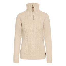 Strickfleece-Pullover oxmo "Strickpullover OXCarry", Damen, Gr. XL, beige (cement melange), Obermaterial: 100% Polyacryl PAN., Pullover