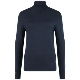 Rollkragenpullover oxmo "Rollkragenpullover OXWinala", Damen, Gr. XS, blau (total eclipse), Obermaterial: 70% Viskose CV. 30% Nylon NY., Pullover Rollkragenpullover