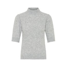 Strickfleece-Pullover oxmo "Strickpullover OXISIF", Damen, Gr. M, grau (grau melange), Obermaterial: 44% Polyester Pol. recyc.. 23% Polyacryl PAN. 22% Polyester PES. 5% Ziegenhaar HZ. 3% Wolle mw., Pullover