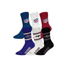Kurzsocken NFL "Socken NFL 6Pack Crew Socks 6er Pack", Herren, Gr. 39-42, bunt (baltimore ravens, mix), Obermaterial: 58% Baumwolle CO. 39% Polyester PES. 3% Elasthan EL., Socken