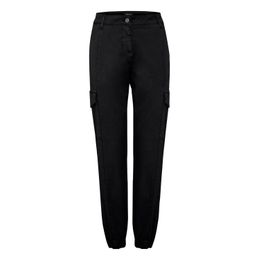Cargohose oxmo "Cargohose OXCoco", Damen, Gr. L, N-Gr, schwarz, Obermaterial: 98% Baumwolle CO. 2% Elasthan EL., Hosen Cargohose