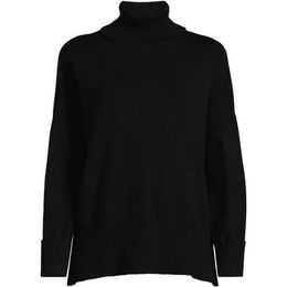 LANDS' END Relaxter Rollkragenpullover, Damen,  Schwarz, Polyester/Nylon/Polyester-Mischung, by Lands' End