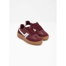 bonprix Plateau-Sneaker im Retrolook, rot, Gr.42, Sportlicher Plateau Sneaker im Retro Look, aus Vegan