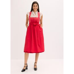 bonprix Dirndl mit Samt in Midil&auml;nge (2-tlg.Set), rot, Gr.54, traditionelles Dirndl mit hochwertigen Samtmieder und changierender Sch&uuml;rze. Der Rock ist mit einem angenehmen Baumwollfutter ausgestattet., aus Samt