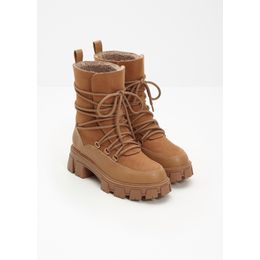 bonprix Gef&uuml;tterte Schn&uuml;rboots, braun, Gr.42, Derber Schn&uuml;r Boot mit profilierter Sohle
