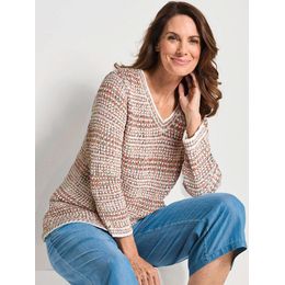 GOLDNER Pullover Damen Gr&ouml;&szlig;e S dunkelblau / koralle / wei&szlig;