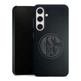DeinDesign Galaxy S24 Handy Premium Case Smartphone Handyh&uuml;lle Schutzh&uuml;lle matt Fc Schalke 04 Metallic Look Carbon Premium Case