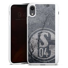 DeinDesign iPhone Xr Handy Silikon H&uuml;lle Case wei&szlig; Handyh&uuml;lle Merchandise Fc Schalke 04 Concrete Silikon Case