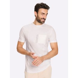 Marco Donati Herren Kurzarmshirt mit Verzierung, kontrastfarben, wei&szlig;, Gr&ouml;&szlig;e 44/46