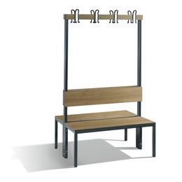 C+P Doppelseitige Garderobenbank mit R&uuml;ckenlehne, Basic Plus, H1650xB1000xT760mm, Gestell Schwarzgrau / Dekor Eiche Sereno (8060-200) ; C + P M&ouml;belsys (8060-200|S10004)