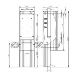ABN Freilufts&auml;ule M-Platte FB1BH3,H=1350mm SL135P)