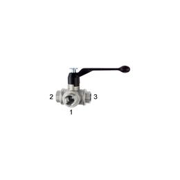 Riegler 3-Wege-Kugelhahn, L-Bohrung, Messing vernickelt, Rp 2, DN 50 (1083 H)