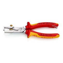 Knipex 13 66 180 T StriX&reg; Abisolierzangen mit Kabelschere isoliert mit Mehrkomponenten-H&uuml;llen, VDE-gepr&uuml;ft; mit integrierter isolierter Befestigungs&ouml;s)