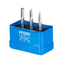 Pferd | HSS Fr&auml;sstift Set 85 | 3-tlg. Zahnung 3 &Oslash;12mm Schaft-&Oslash;6mm universal mittel fein | 4007220000000 (22900810)