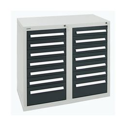 Stumpf Schubladenschrank Serie T-100/35-1, RAL 7035/7016, 14 Schubladen ; Stumpf Metall (8152271)