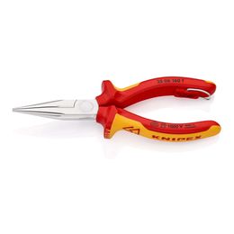 Knipex 25 06 160 T BK Flachrundzange mit Schneide (Radiozange) verchromt VDE 160 mm)