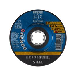 Pferd TOOLS Schruppscheibe E 115x7,2 mm X-LOCK Universallinie PSF STEEL f&uuml;r Stahl (62011115)