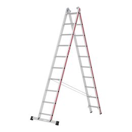 Hymer Allzweckleiter zweiteilig, 2x10 Sprossen aus Aluminium eloxiert mit Sprossen-Holm-Verbindung und Gelenken f&uuml;r Leiter-/Anlegefunktion, 404520)