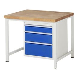 Rau Werkbank h&ouml;henverstellbar 8159A1, B1000xT900xH840-1040mm, 3x Schublade-TA (03-8159A1-109B4H.11)