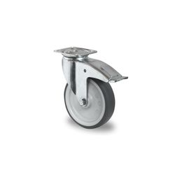 CASCOO Lenkrolle mit Totalfeststeller &oslash; 80 mm Serie P2T2 Gleitlager (TAPE5C0080P2T2P0N)