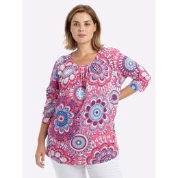 sheego Gro&szlig;e Gr&ouml;&szlig;en Longshirt in leichter A-Linie, fuchsia-aqua-bedruckt, Gr&ouml;&szlig;e 50 - Damen