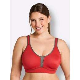 Viania sheego Gro&szlig;e Gr&ouml;&szlig;en Sport-BH ohne B&uuml;gel mit Frotteefutter, korallenrot, Gr&ouml;&szlig;e 80C - Damen