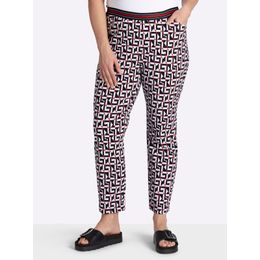 sheego Gro&szlig;e Gr&ouml;&szlig;en Bengalinhose mit grafischem Druck, schwarz-rot-bedruckt, Gr&ouml;&szlig;e 50 - Damen