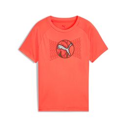 T-Shirt Puma "ACTIVE SPORTS POLY TEE B", Jungen, Gr. 140, glowing rot, Interlock, Obermaterial: 100% Polyester, bedruckt, regular fit normal, Rundhals, Shirts T-Shirt, Regular Fit, f&uuml;r Jugendliche, mit Rundhalsausschnitt, atmungsaktiv