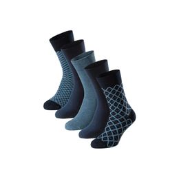 Kurzsocken Schiesser "Socken Bluebird 5er Pack", Herren, Gr. 39-42, blau (blau, gemustert), Obermaterial: 77% Baumwolle CO. 22% Polyamid PA. 1% Elasthan EL., Socken