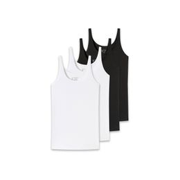Unterhemd Schiesser "T-Shirt 4er Pack", Damen, Gr. XL, N-Gr, schwarz (schwarz, wei&szlig;), Obermaterial: 95% Baumwolle CO. 5% Elasthan EL., Unterhemden Unterhemd
