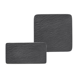 Villeroy & Boch Servierplatte VILLEROY & BOCH "Servierplatten Manufacture Rock 2er Set schwarz", schwarz, L:32,5cm, Porzellan, Servierplatten, Servierplatte