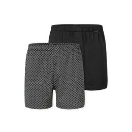 Boxershorts Schiesser "Boxershort 2er Pack", Herren, Gr. L, schwarz (schwarz, wei&szlig;), Obermaterial: 100% Baumwolle CO., Unterhosen