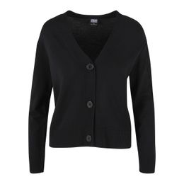 Strickjacke Urban Classics "Urban Classics Damen Ladies Knitted Cardigan", Damen, Gr. M, schwarz, 70% Viskose, 30% Polyamid, unifarben, normal, V-Ausschnitt, Strickjacken Strickjacke